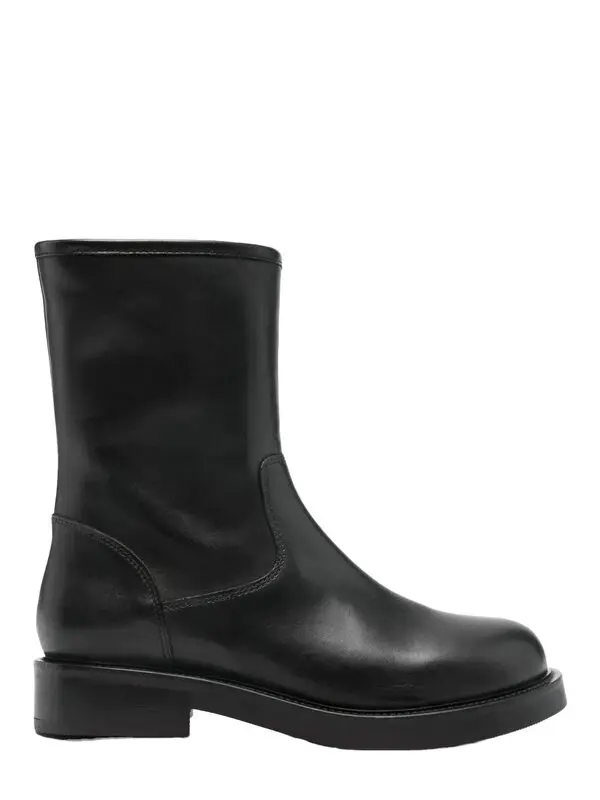 JULIE DEE Leather Ankle Boots - Black