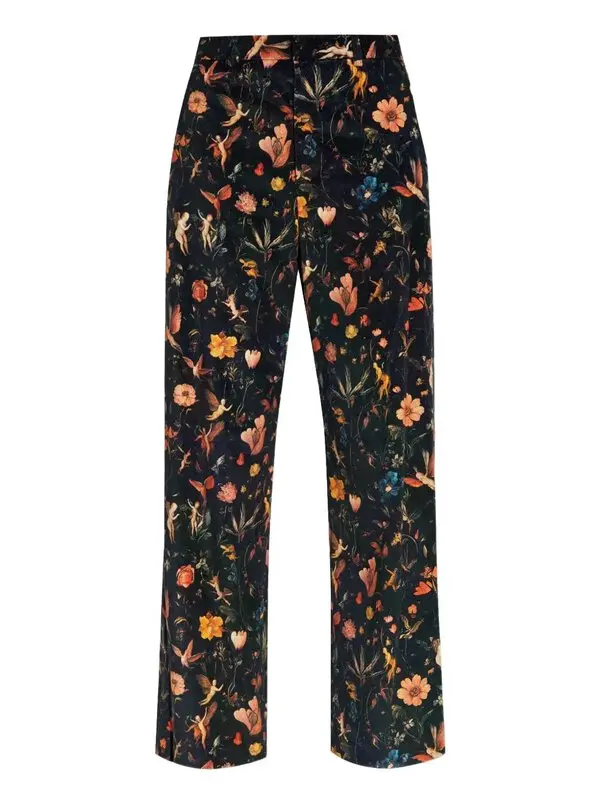 R13 Floral Velvet Trousers - Black