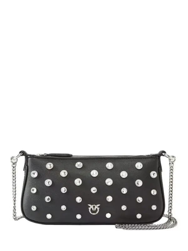 Pinko Crystal-embellished Chain Crossbody Bag - Black