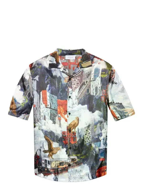 Off-White Collage-print Short-sleeve Shirt - Blue