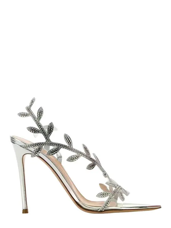GIANVITO ROSSI Crystal-leaf Leather Stiletto Sandals - Silver