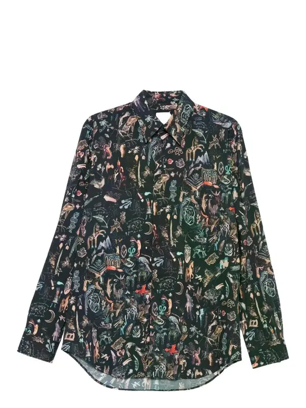 Paul Smith Animal-print Long-sleeved Shirt - Blue