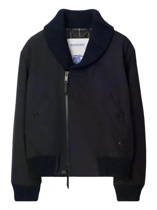 Burberry Ribbed-trim Bomber Jacket - Blue