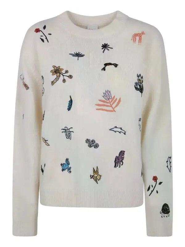 Paul Smith Embroidered Floral Fauna Jumper - Neutrals