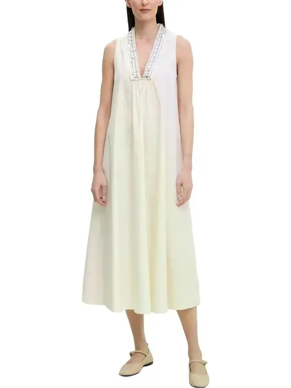 ISABELLE BLANCHE Crystal-embellished Sleeveless Dress - Neutrals