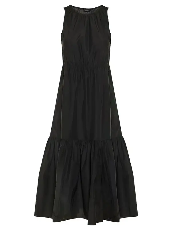 Theory Tiered Smocked Midi Dress - Black