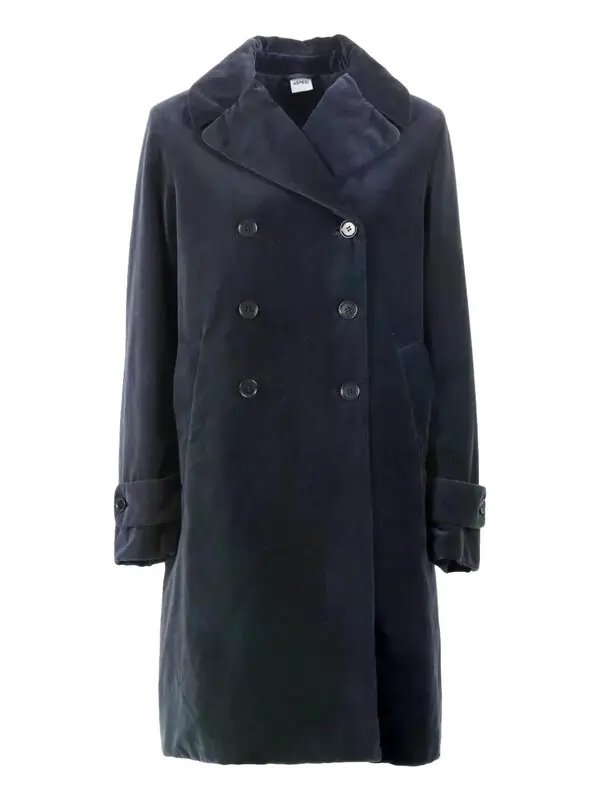 Aspesi Velvet Double-breasted Coat - Blue
