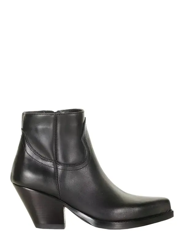 SONORA Leather Pointed Cowboy Boots - Black