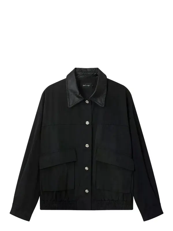 TOUT A COUP Leather-collar Pocket Jacket - Black
