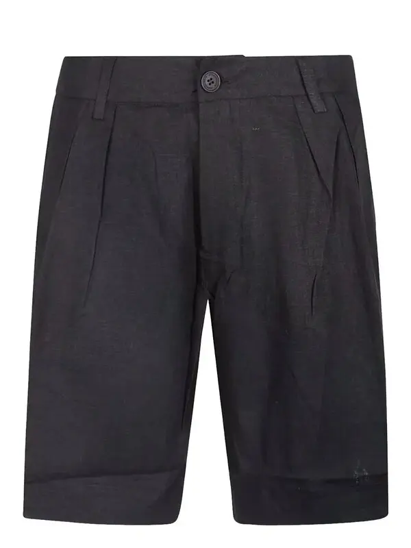 HINNOMINATE Pleated Linen Shorts - Black