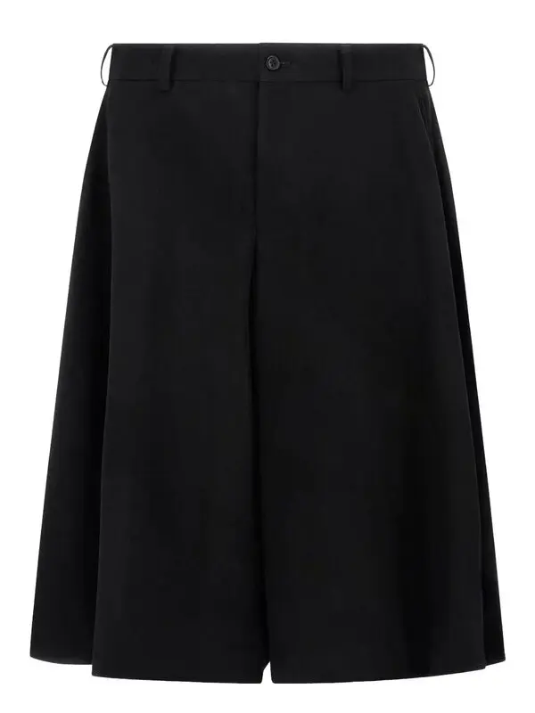 Comme Des Garçons Pleated Wide-leg Shorts - Black