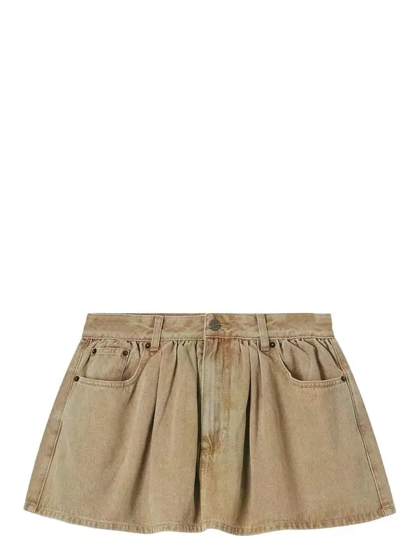 B+AB Pleated Denim Skirt - Brown