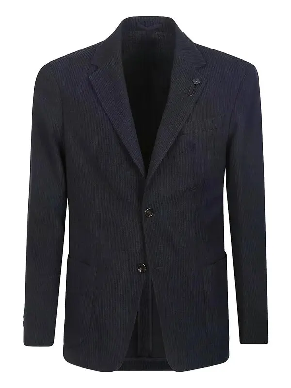 LARDINI Striped Patch-pocket Blazer - Blue
