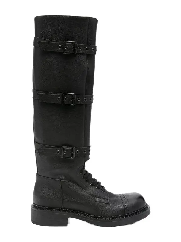 P.a.r.o.s.h Buckle-strap Lace-up Boots - Black