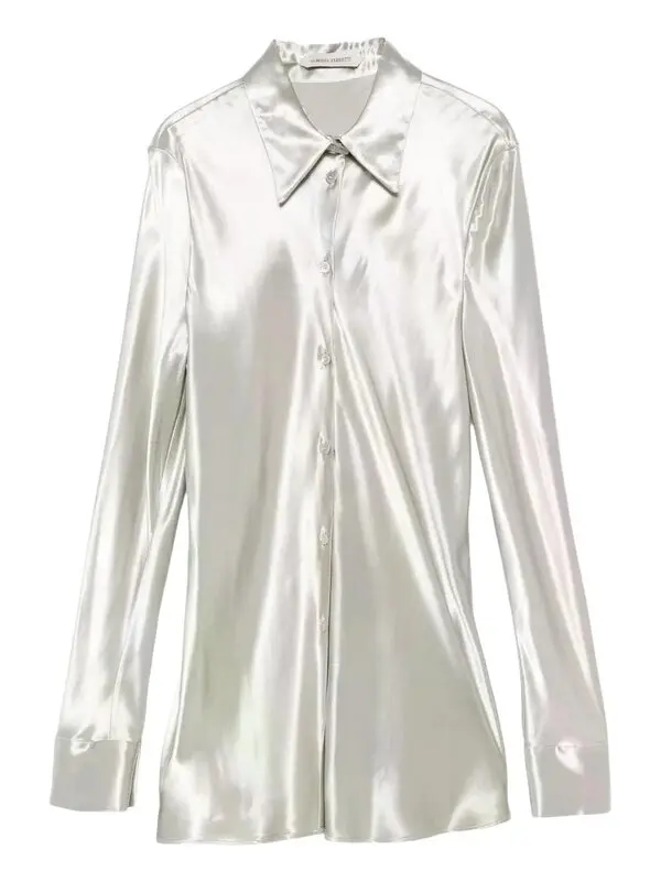 Alberta Ferretti Satin Long-sleeve Shirt - Grey