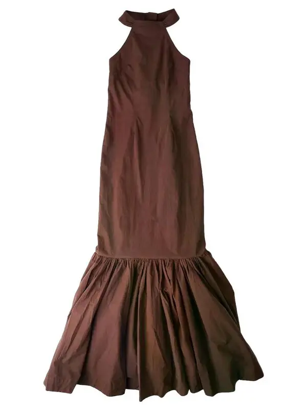 HOUSE OF SUNNY Halterneck Fishtail Dress - Brown
