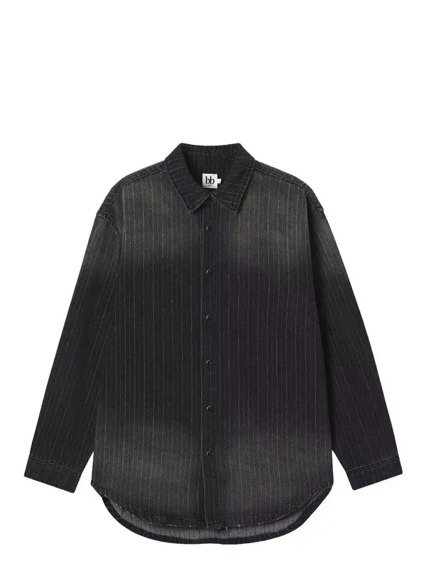 B+AB Pinstripe Cotton Shirt - Black