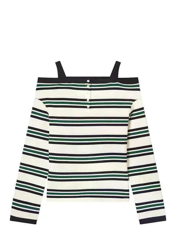 B+AB Off-shoulder Striped Top - White