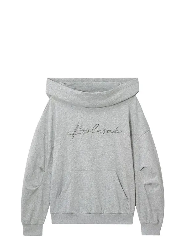 B+AB Embellished Cowl-neck Hoodie - Grey