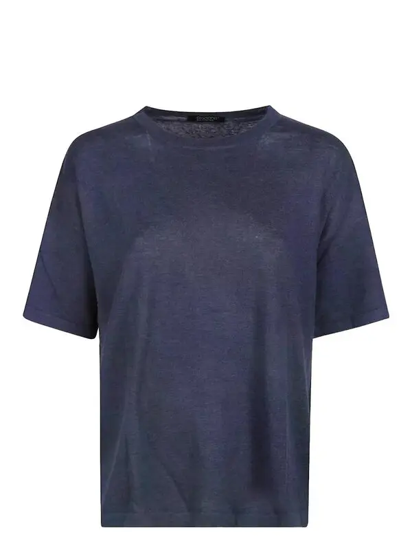 ARAGONA Linen Short-sleeve T-shirt - Blue