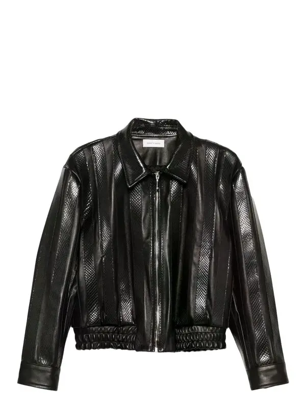 ERNEST W. BAKER Striped Leather Jacket - Black