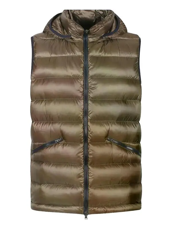 Herno Hooded Quilted Vest - Green