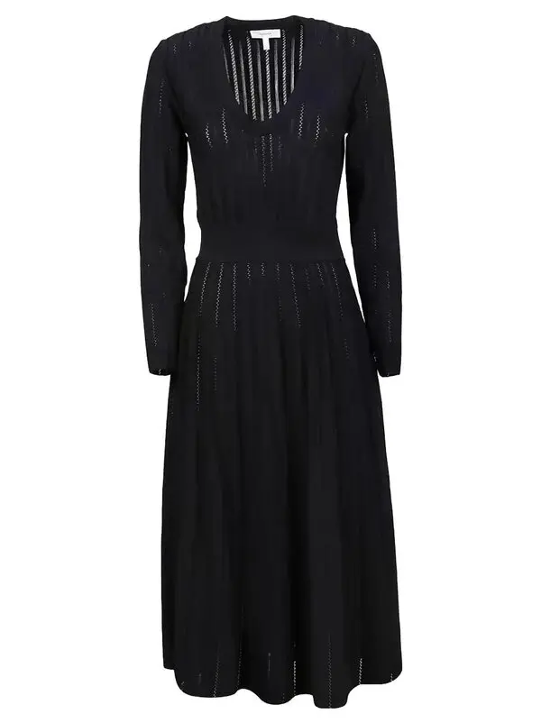 CASASOLA Cosima Ribbed A-line Dress - Black
