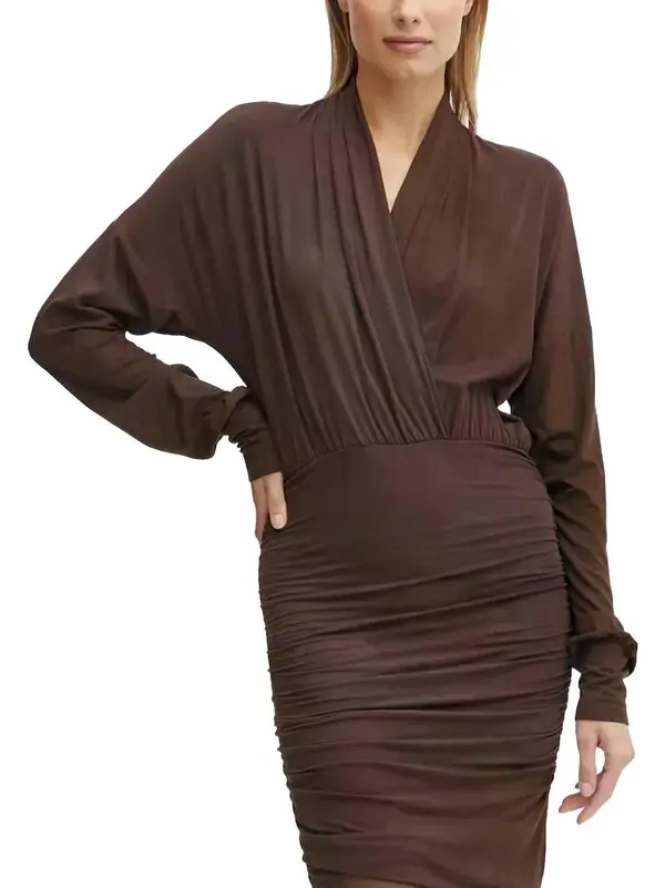 Liu Jo Long-sleeve Ruched Dress - Brown