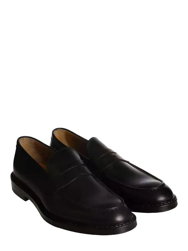 DOUCAL'S Penny-slot Leather Loafers - Black