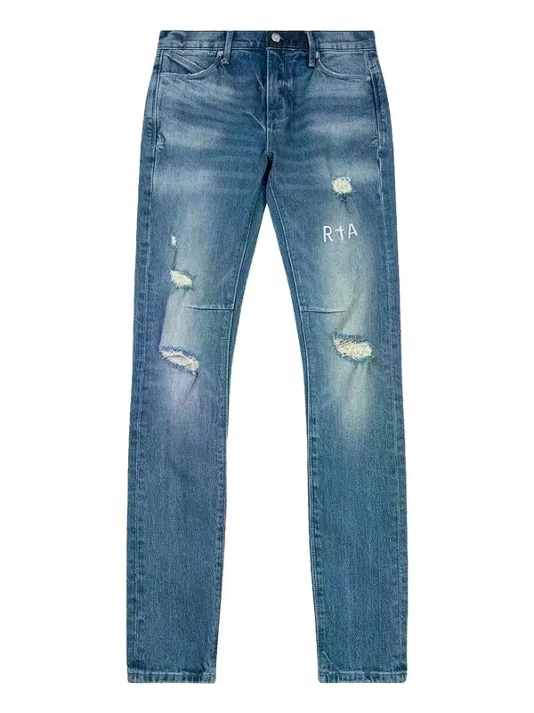 RtA Clayton Distressed Bootcut Jeans - Blue