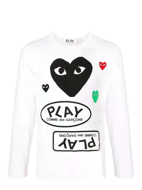 Play Comme Des Garcon Heart-logo Long-sleeve T-shirt - White