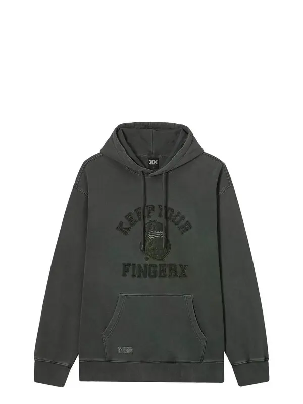 FINGERCROXX Slogan-appliqué Hoodie - Black