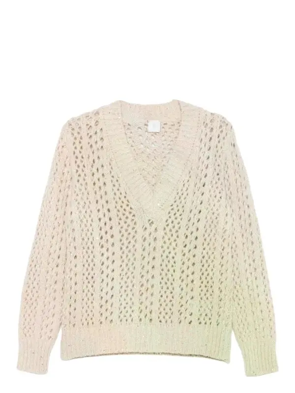 Eleventy Sequin-embellished Open-knit Sweater - Neutrals