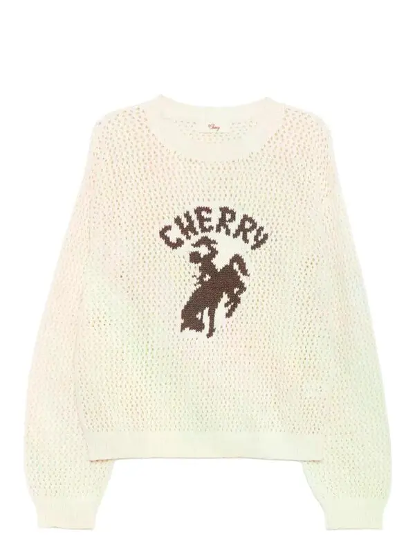CHERRY LA Logo-embroidered Jumper - Neutrals