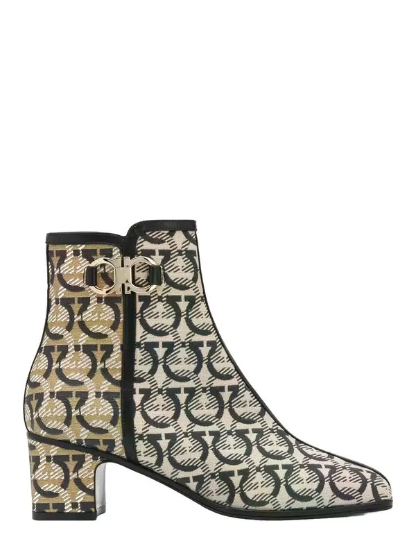 FERRAGAMO Gancini Print Ankle Boots - Neutrals