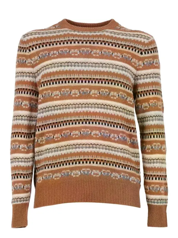 BALLANTYNE Fair Isle Crew-neck Sweater - Brown