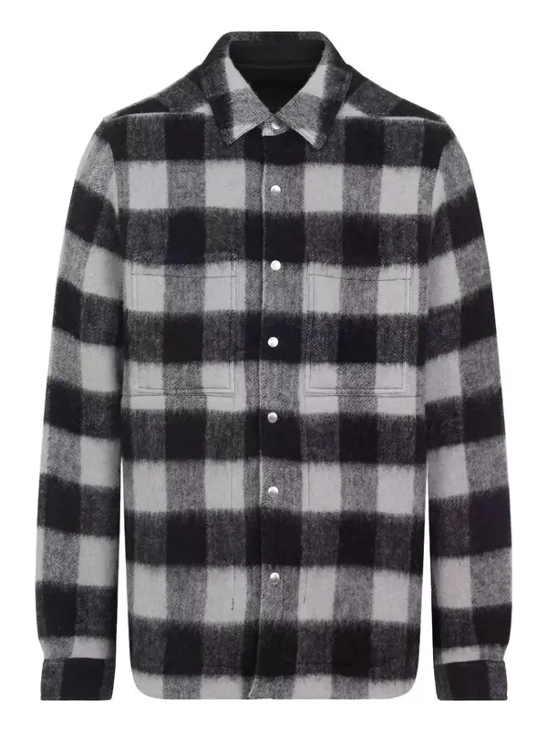 Rick Owens Checked Wool Shirt - Black