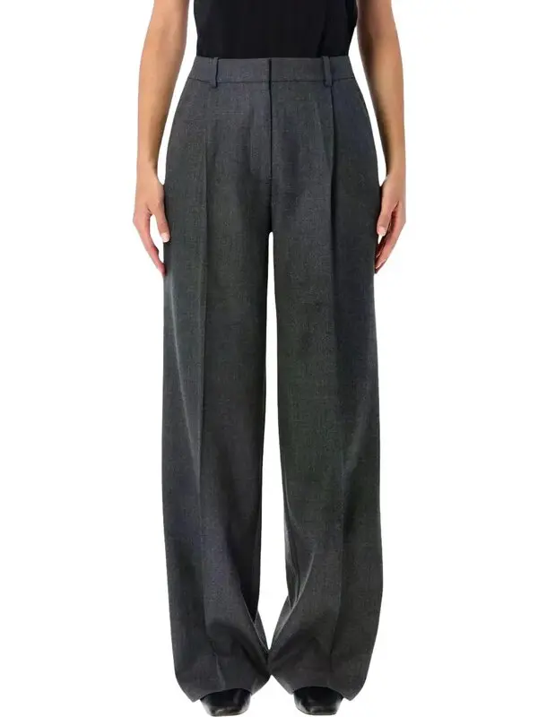 ANINE BING Pleated Wide-leg Trousers - Grey