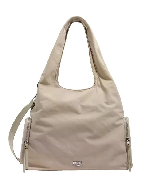 Bimba Y Lola Paper Zip-pocket Shoulder Bag - Neutrals