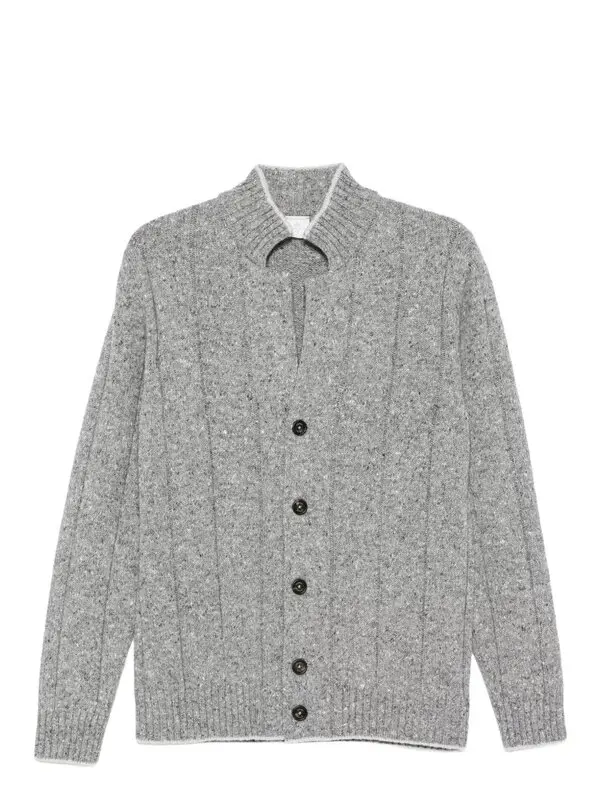 Eleventy Speckled Ribbed Cardigan - Grey