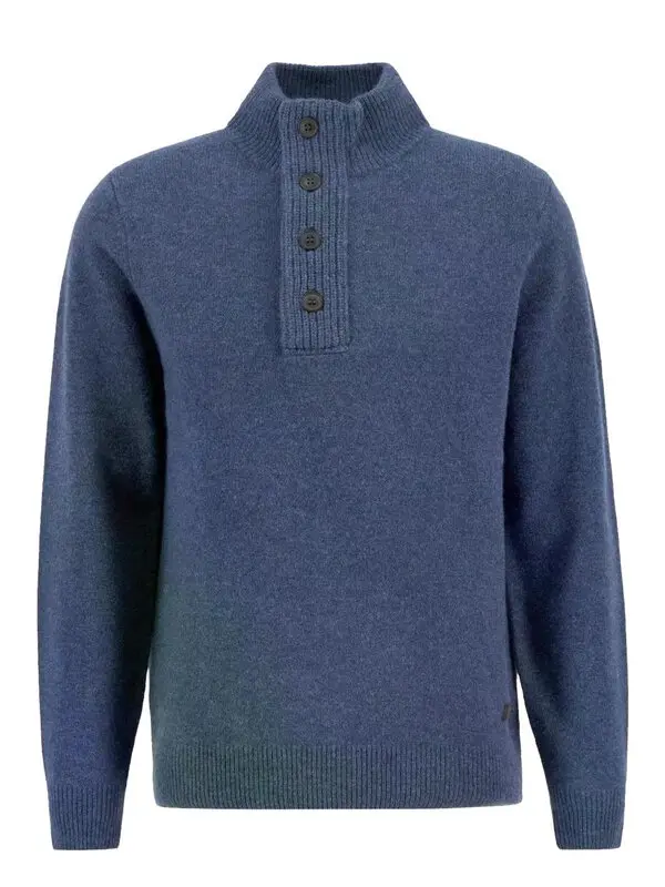 Barbour High-neck Elbow-patch Sweater - Blue