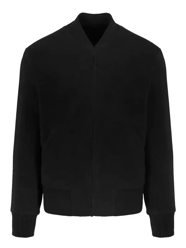 LARDINI Wool Zip-front Bomber Jacket - Black