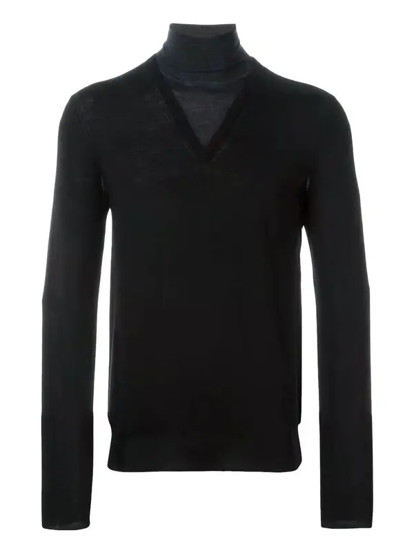 PAOLO PECORA Layered Roll Neck Sweater - Black