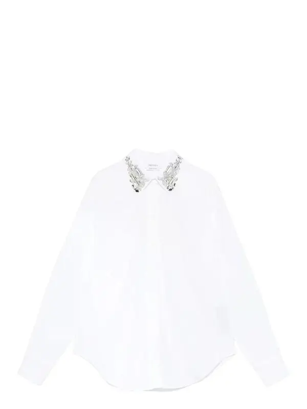 Alexander McQueen Embellished-collar Cotton Poplin Shirt - White