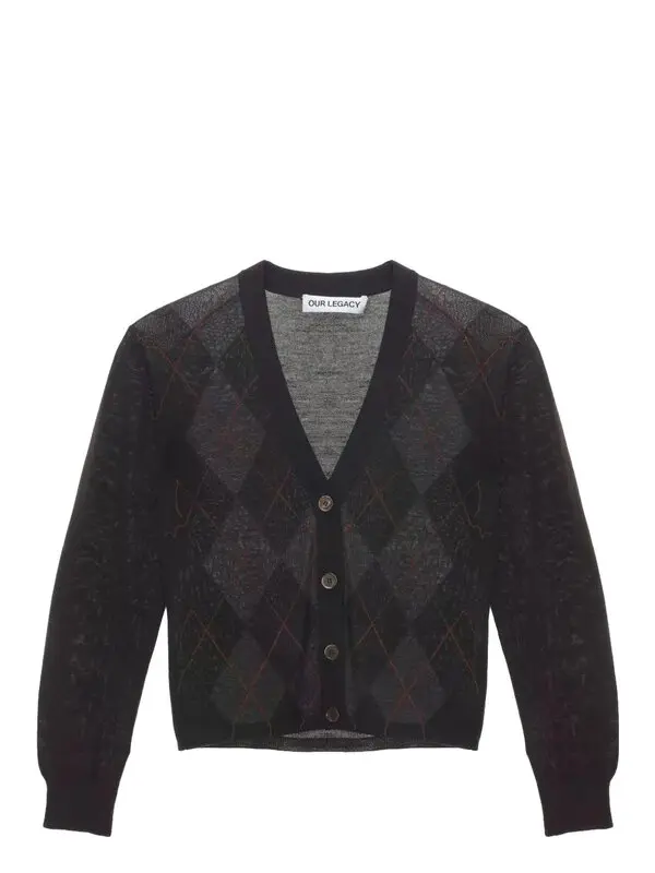 Our Legacy Ivy Argyle-pattern Cardigan - Black