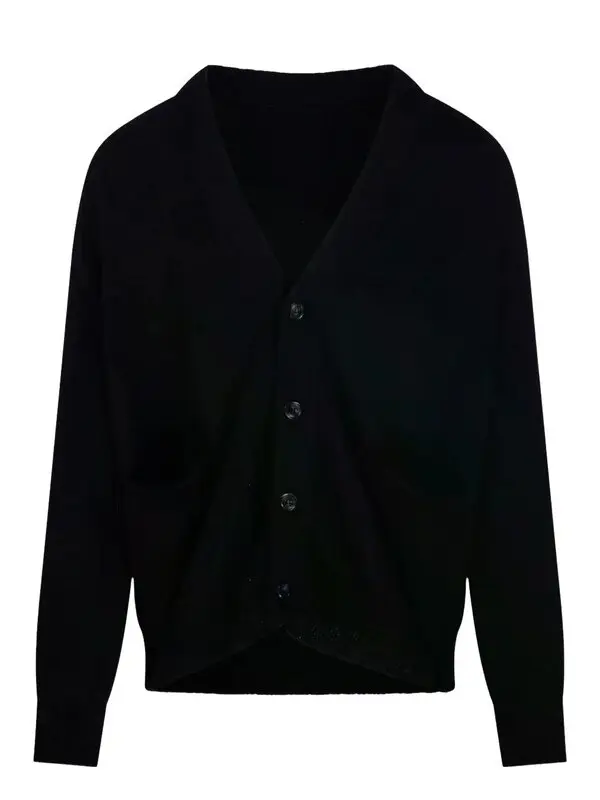 A PAPER KID Buttoned Patch-pocket Cardigan - Black