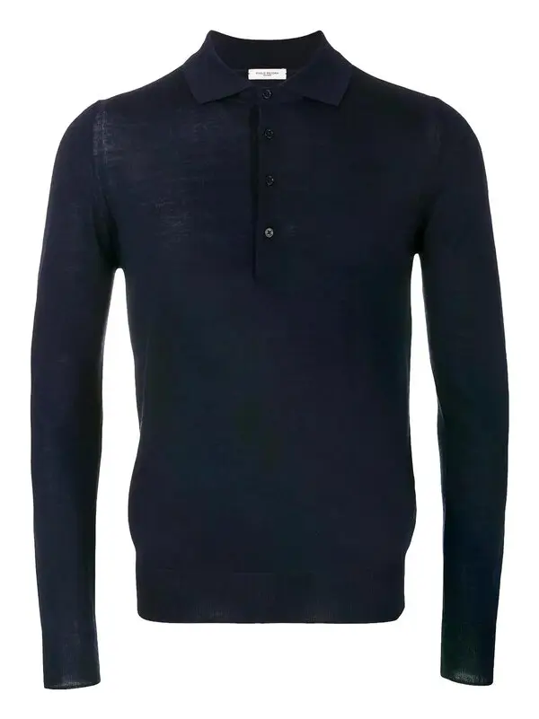 PAOLO PECORA Long Sleeved Polo Shirt - Blue
