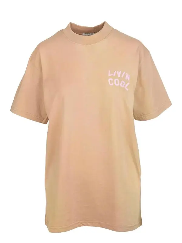 LIVINCOOL Logo-print Cotton T-shirt - Neutrals