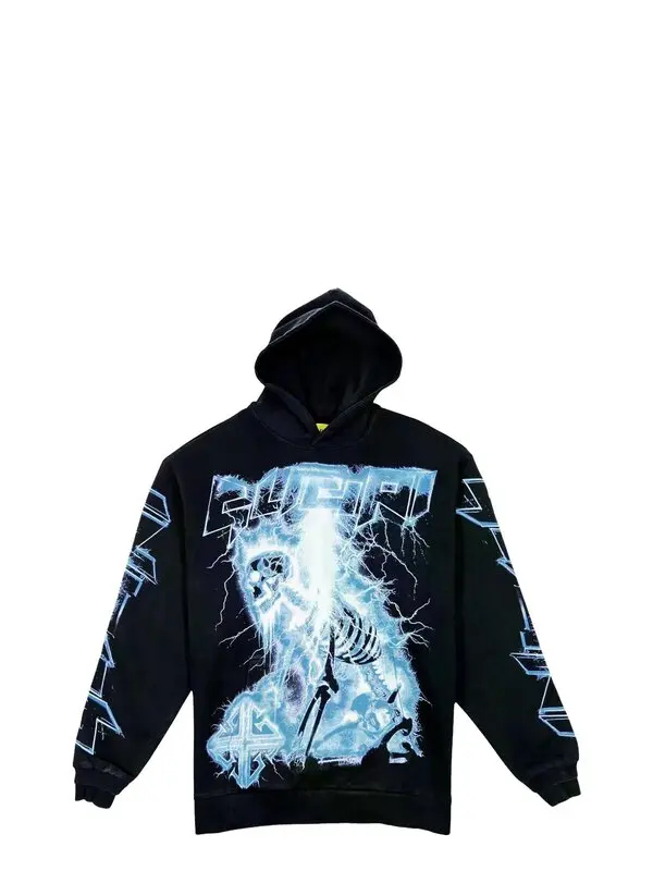 GUAPI Lightning-skeleton Print Hoodie - Black