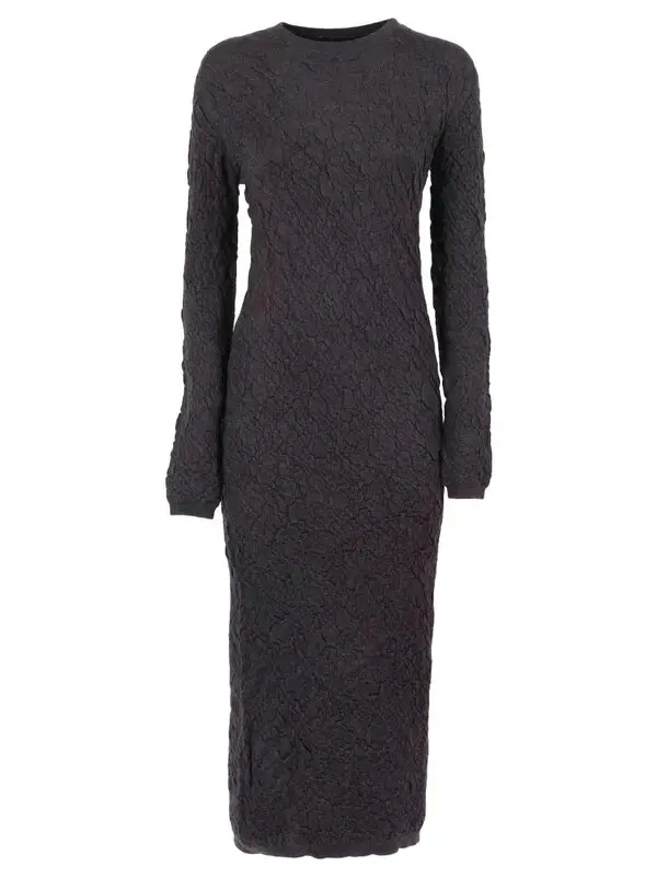 Fabiana Filippi Embossed Wool Midi Dress - Grey